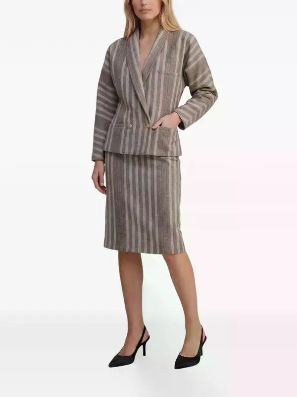 Versace Striped Wool Skirt Suit