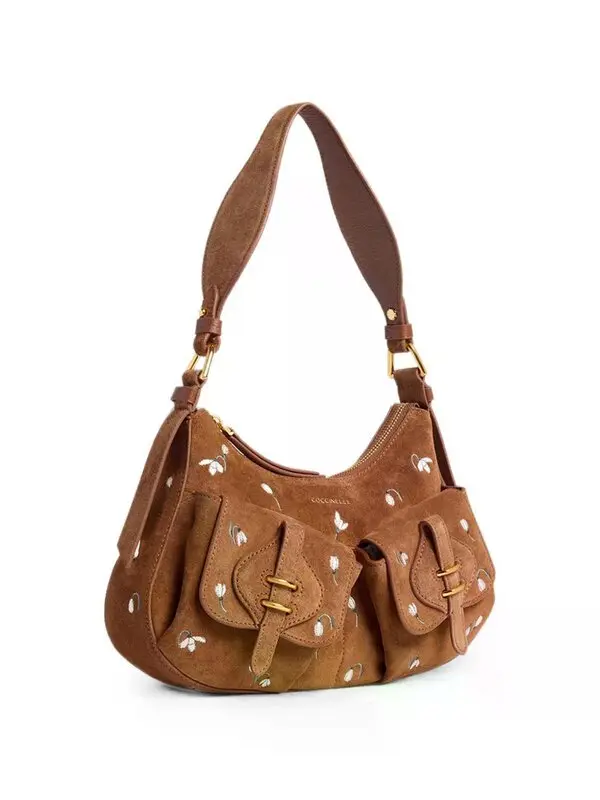 COCCINELLE Mavery Embroidered Suede Shoulder Bag
