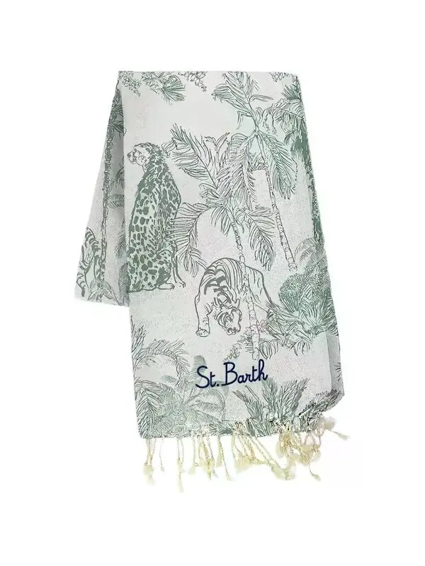 MC2 SAINT BARTH Animal-print Fringed Beach Towel - Neutrals