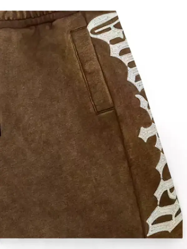 GODSPEED Logo Embroidered Washed Finish Shorts - Brown