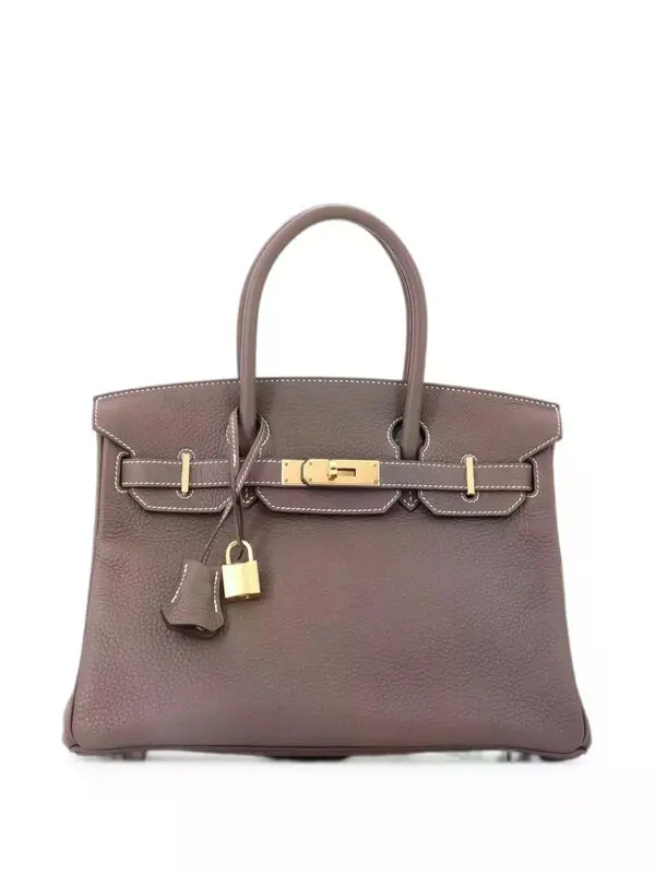 Hermès Birkin Handbag Clemence With Gold Hardware 30 Satchel - Grey