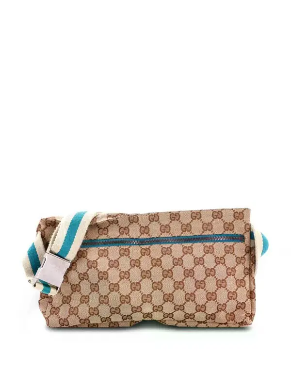 Gucci Double Gg Canvas Belt Bag - Blue