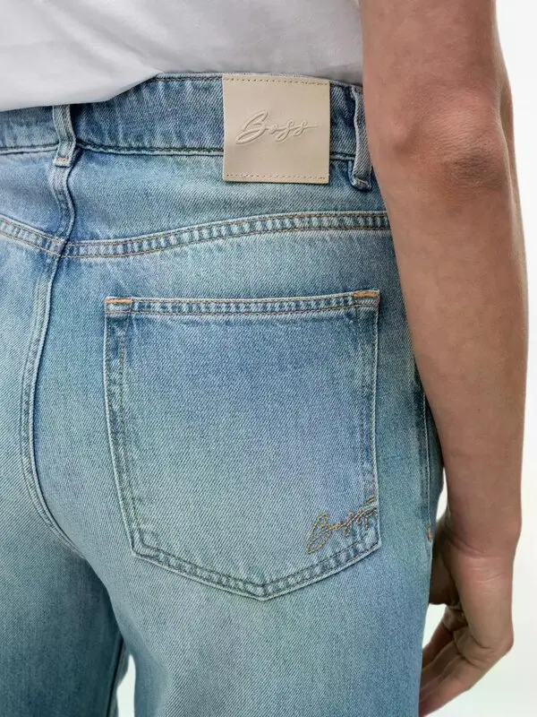 BOSS Marlene High-waisted Regular-fit Jeans In Cross-hatch Denim