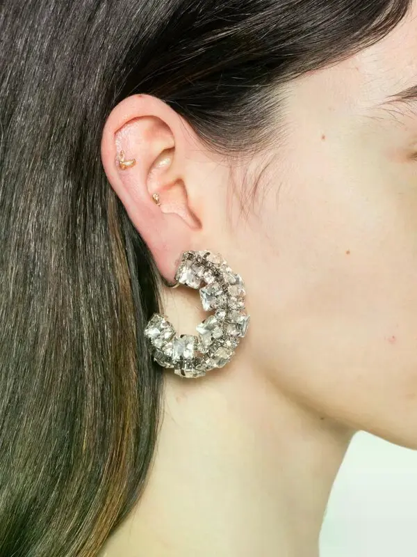 Patrizia Pepe Crystal-embellished Hoop Earrings - Silver