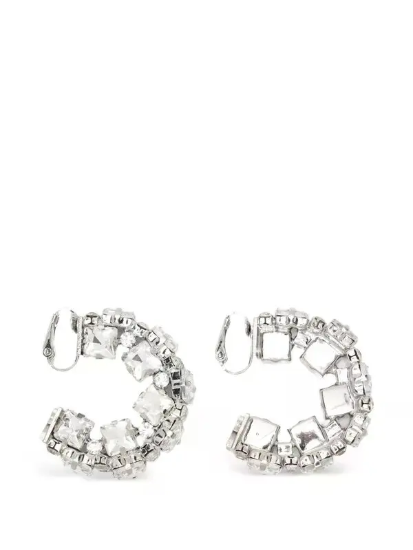 Patrizia Pepe Crystal Embellished Hoop Earrings - Silver