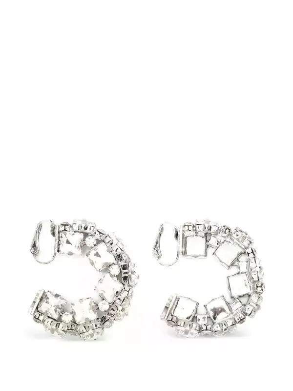 Patrizia Pepe Crystal Embellished Hoop Earrings - Silver