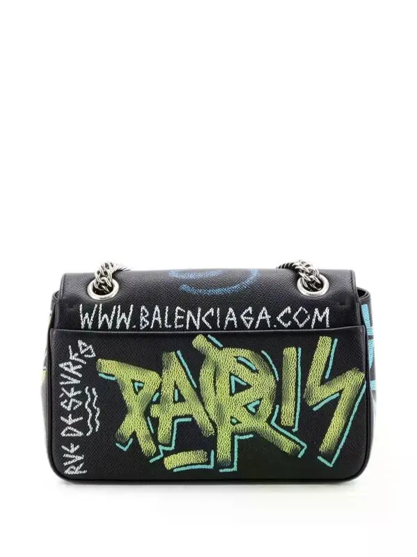 Balenciaga Bb Graffiti Chain Wallet Leather Small Crossbody Bag