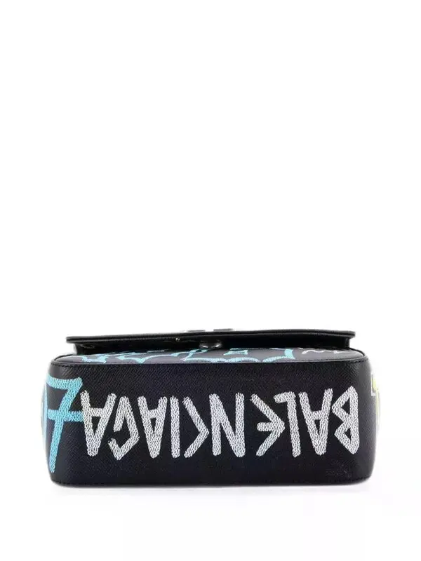 Balenciaga Bb Graffiti Chain Wallet Leather Small Crossbody Bag