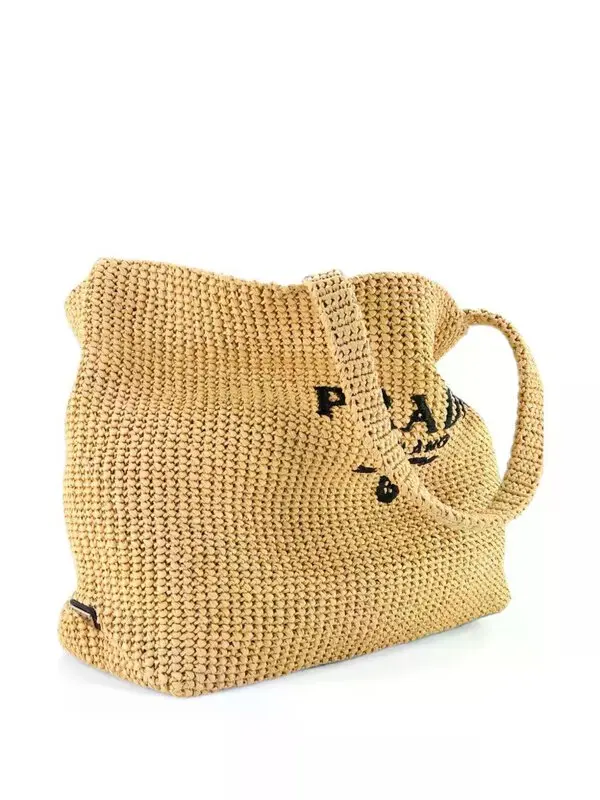 Prada Logo Raffia Xl Tote Bag
