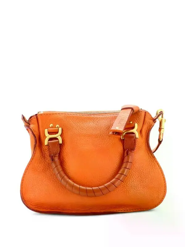 Chloé Marcie Satchel Leather Baby Crossbody Bag - Orange