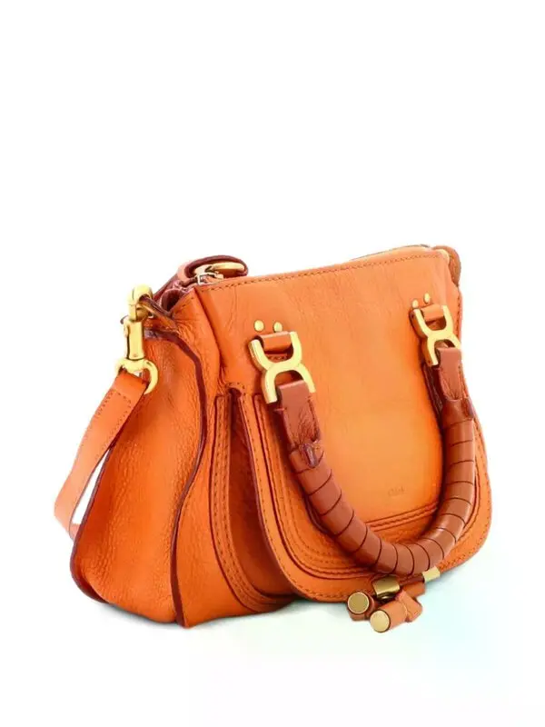 Chloé Marcie Satchel Leather Baby Crossbody Bag - Orange