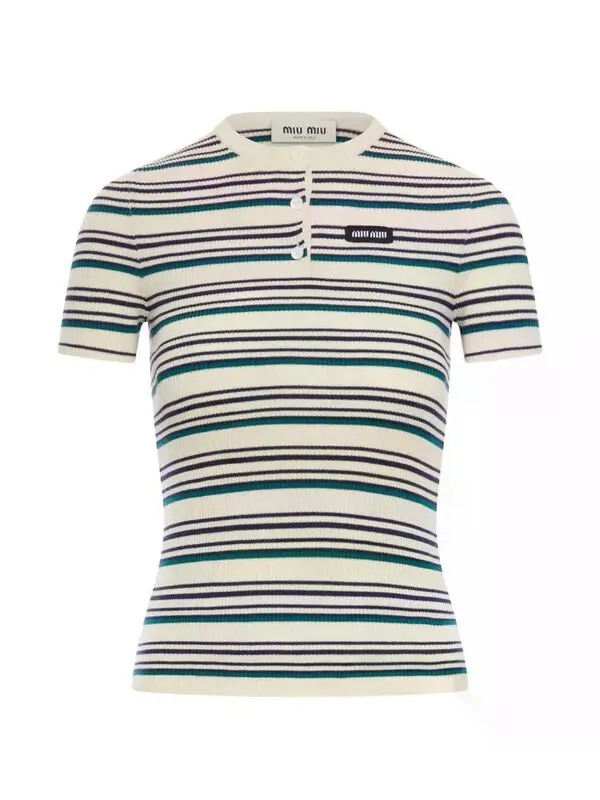 Miu Miu Striped Short-sleeves - Neutrals