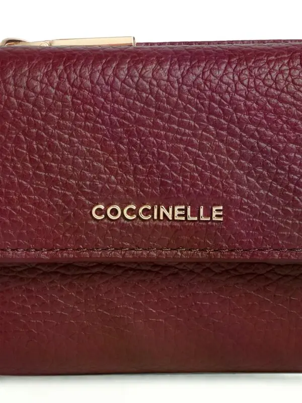 COCCINELLE Small Metallic Grained-leather Wallet