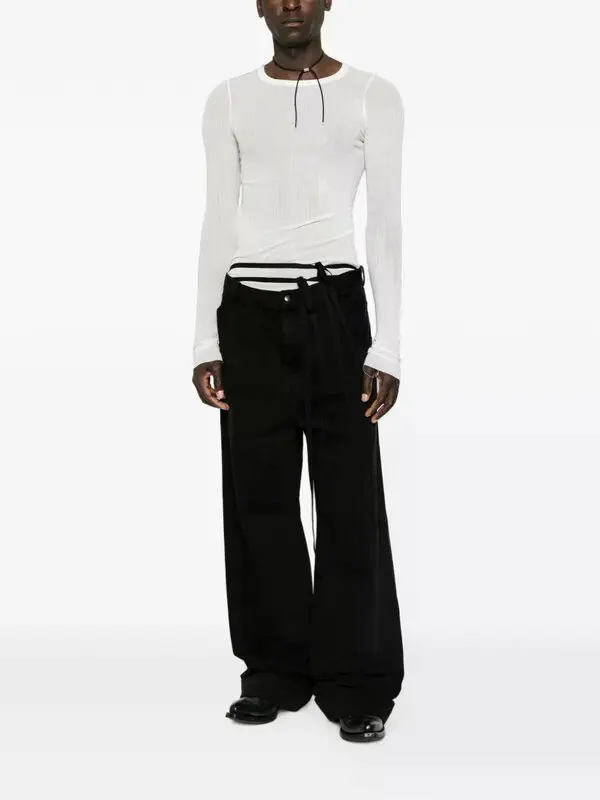 ANN DEMEULEMEESTER Tie-fastening Wide-leg Trousers - Black