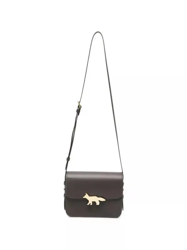 Maison Kitsuné Fox-plaque Leather Shoulder Bag - Brown