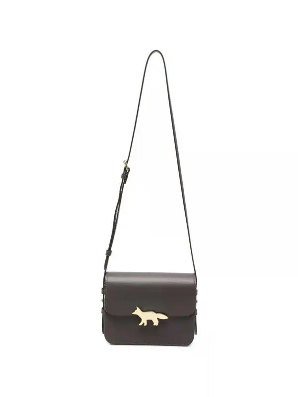Maison Kitsuné Fox-plaque Leather Shoulder Bag - Brown
