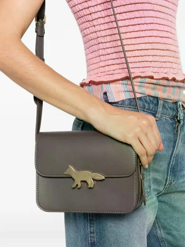 Maison Kitsuné Fox-plaque Leather Shoulder Bag