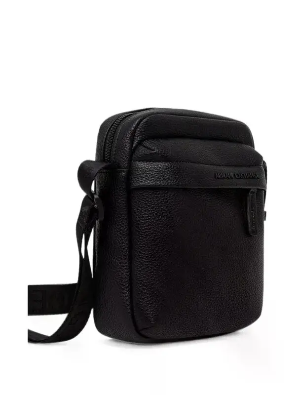 Armani Exchange Logo-plaque Pebbled Messenger Bag - Black