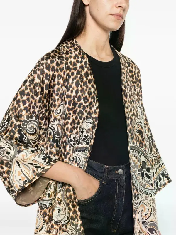 Etro Leopard & Paisley Print Jacket - Brown
