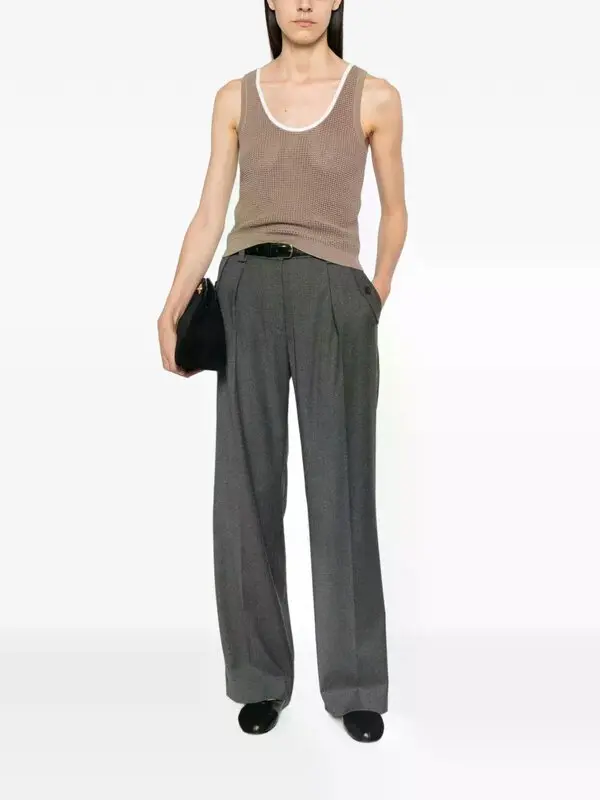 Brunello Cucinelli Open-knit Tank Top With Contrast Trim - Neutrals