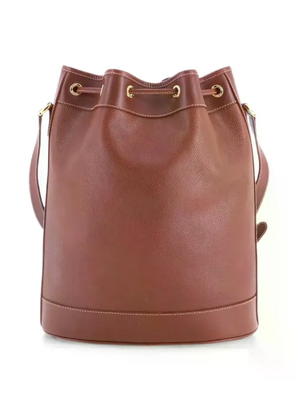 Gucci Drawstring Gg Embossed Perforated Leather Medium Bucket Bag