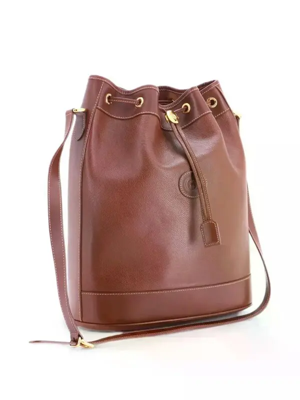 Gucci Drawstring Gg Embossed Perforated Leather Medium Bucket Bag