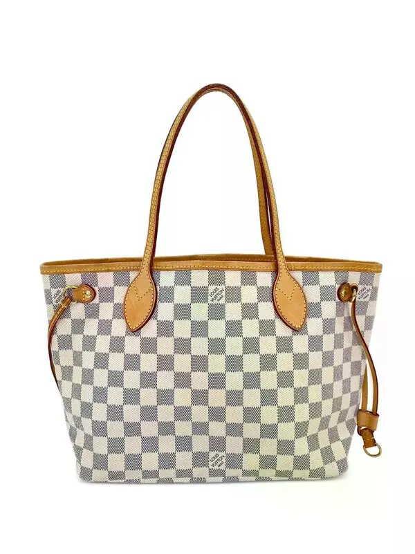 LOUIS VUITTON Damier Azur Neverfull Pm Shoulder Bag - White