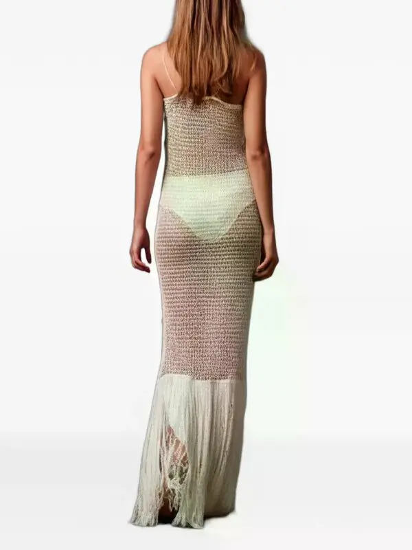 BLESS Takara Fringed Maxi Dress - Neutrals