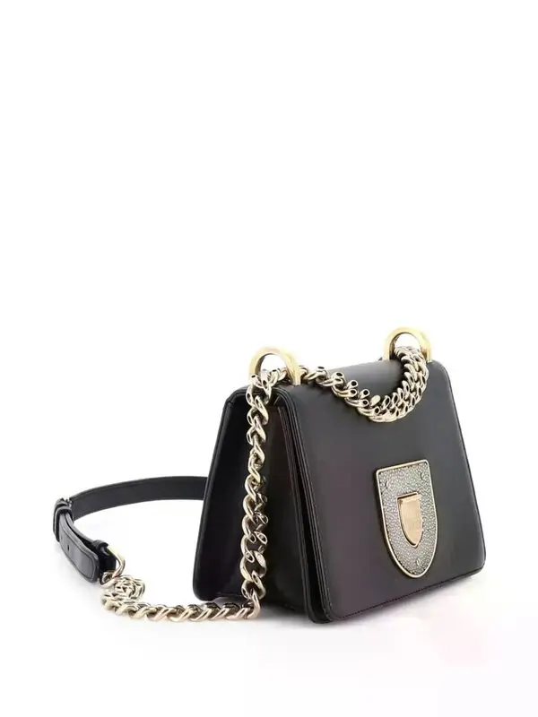 Dior Diorama Club Flap Bag Leather Small Shoulder Bag - Black