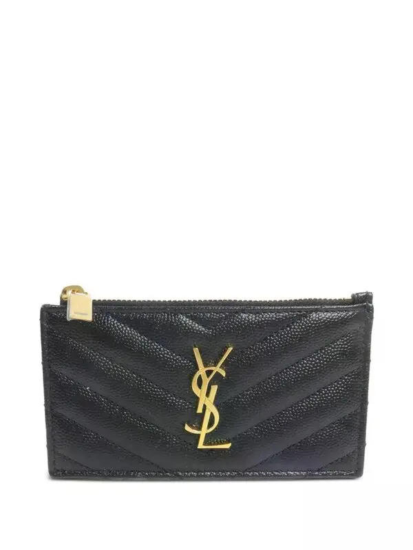 Saint Laurent Cassandre Quilted Card Holder - Black