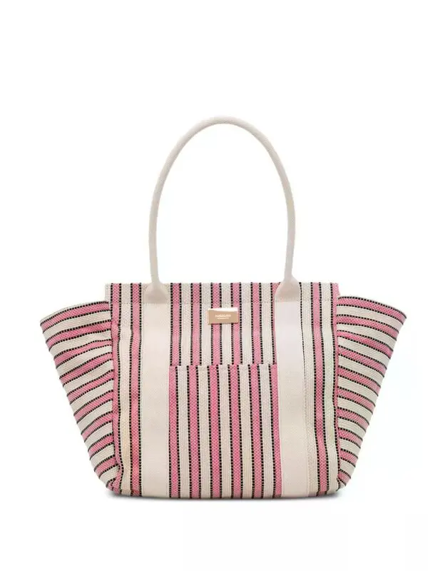 MORGAN Striped Logo-plaque Tote Bag - White