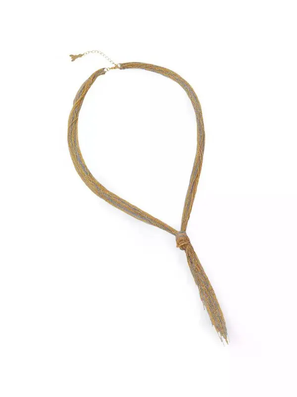 Patrizia Pepe Fringed Necklace With Knot Detail - Gold