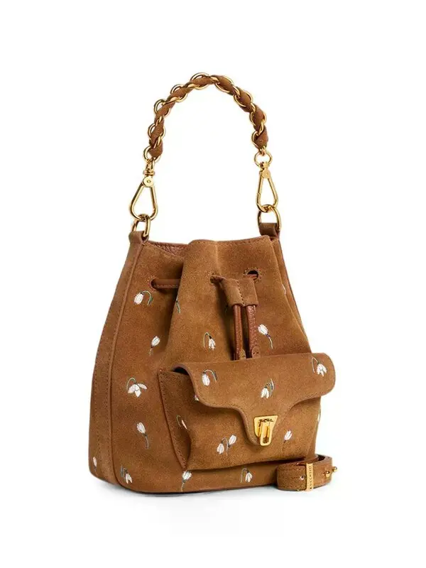 COCCINELLE Beat Generation Floral Suede Bucket Bag