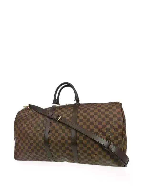 LOUIS VUITTON 2015 55 Damier Keepall Bandouliere Duffle Bag - Brown