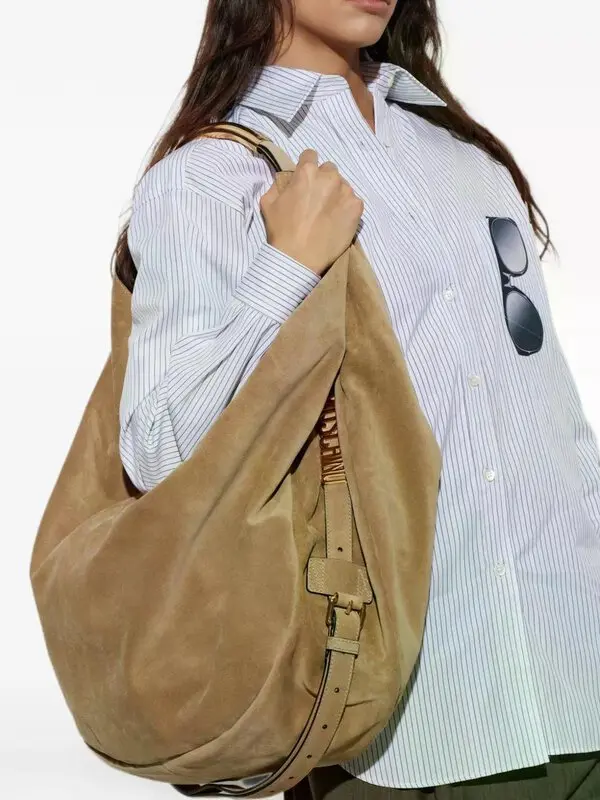 Moschino Handle Me Suede Shoulder Bag