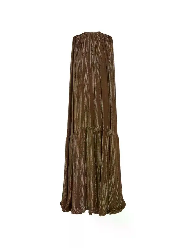 PETAR PETROV Metallic-stripe Tiered Maxi Dress - Brown
