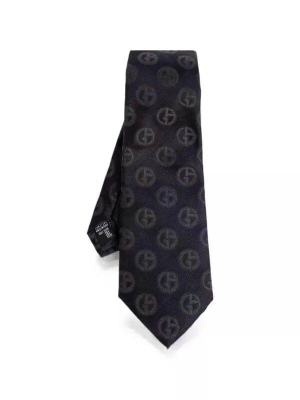 Giorgio Armani Logo-jacquard Silk Tie - Blue