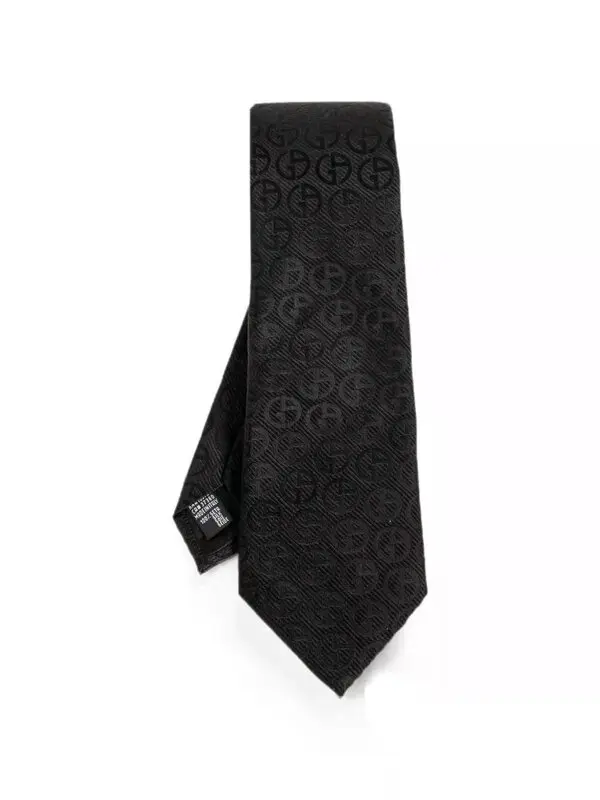 Giorgio Armani Logo-jacquard Tie - Black