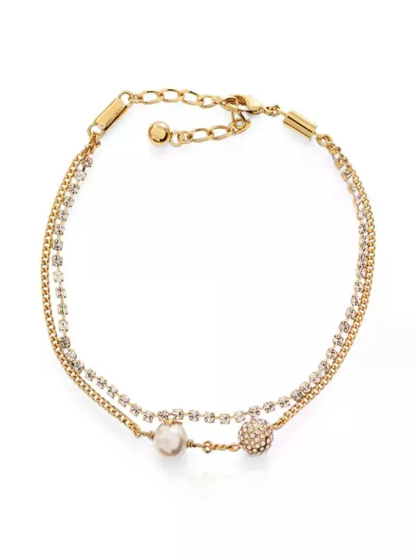JIMMY CHOO Crystal-embellished Faux-pearl Anklet - Gold