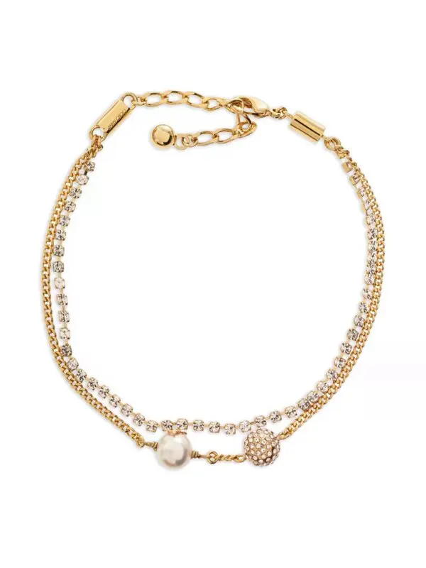 JIMMY CHOO Crystal-embellished Faux Pearl Anklet - Gold