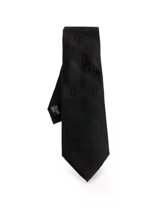 Giorgio Armani Logo-jacquard Silk Tie - Black