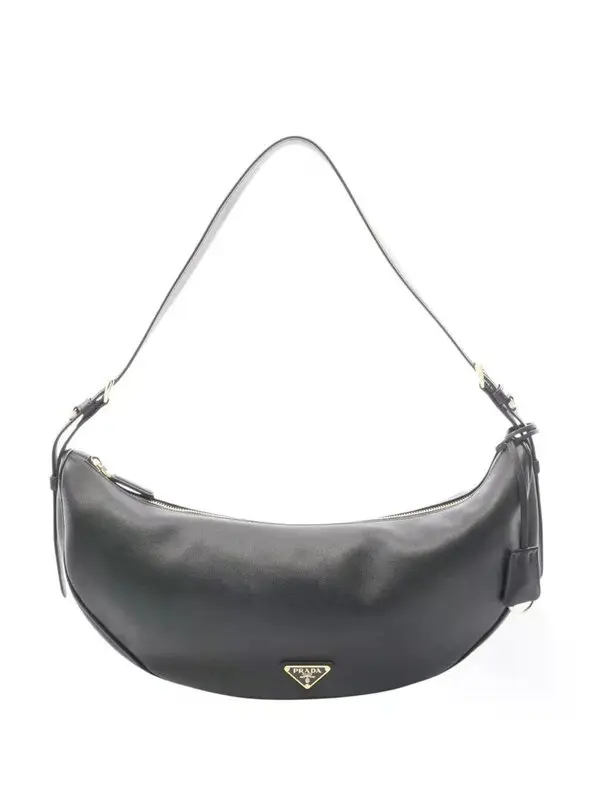 Prada 2013-2026 Large Calfskin Demi Lune Shoulder Bag - Black
