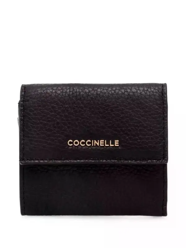 COCCINELLE Small Metallic Leather Wallet - Black