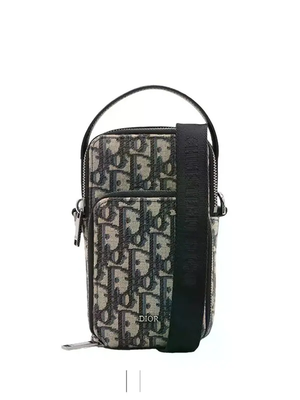 Dior 2010-2026 Micro Oblique Canvas Rider Pouch Satchel - Blue