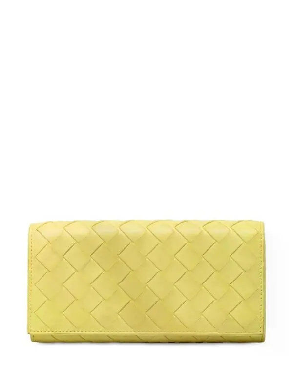 Bottega Veneta 2012-2026 Nappa Intrecciato Continental Flap Wallet Long Wallets - Yellow