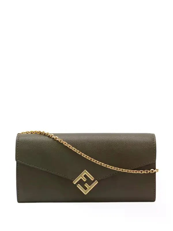 Fendi 2010-2026 Smooth And Grained Calfskin Vitello King Cruise Ff Diamonds Continental Envelope Wallet On Chain Crossbody Bag - Brown