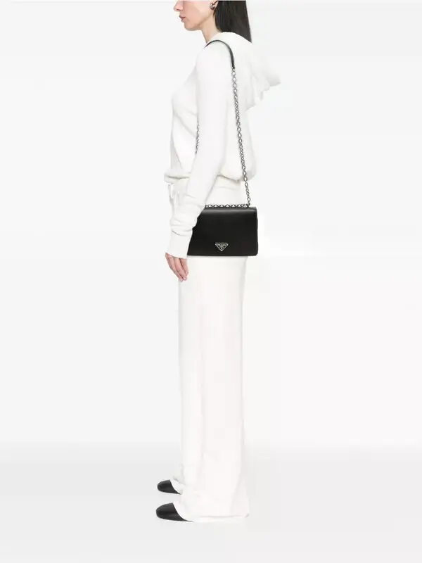 Prada Saffiano And Tessuto Chain Crossbody Bag