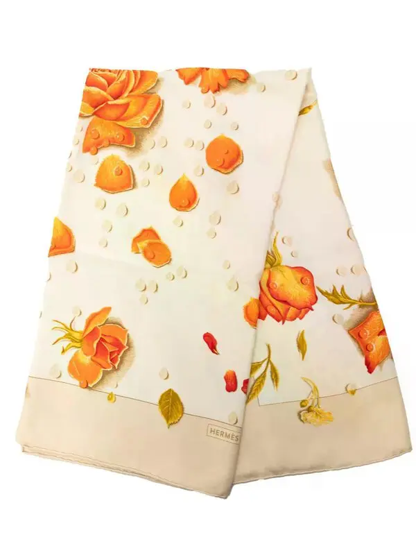 Hermès 2010-2018 La Rosee Silk Scarf 90 Scarves - Brown