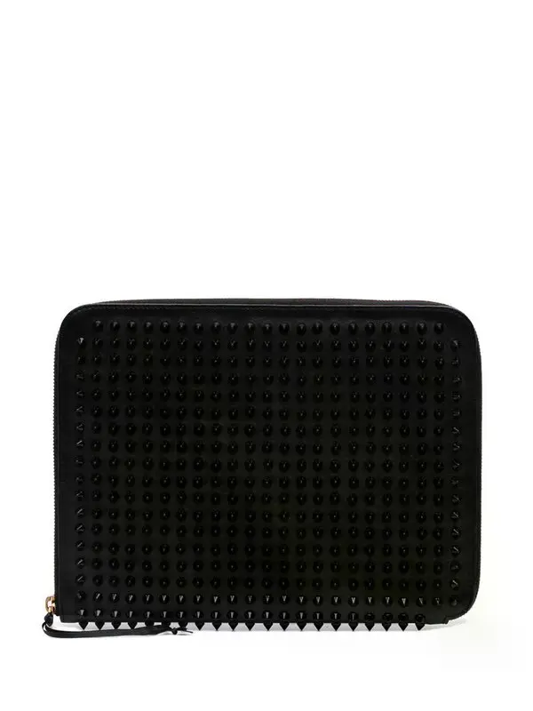 CHRISTIAN LOUBOUTIN 2010-2026 Calfskin Spike Ipad Case Clutch Bag - Black