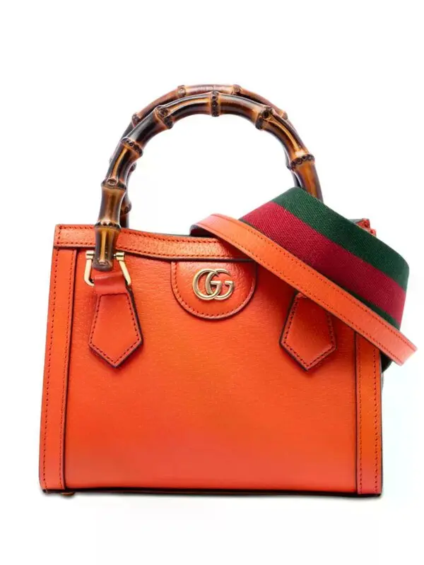 Gucci 2021-2026 Mini Calfskin Bamboo Diana Satchel - Orange